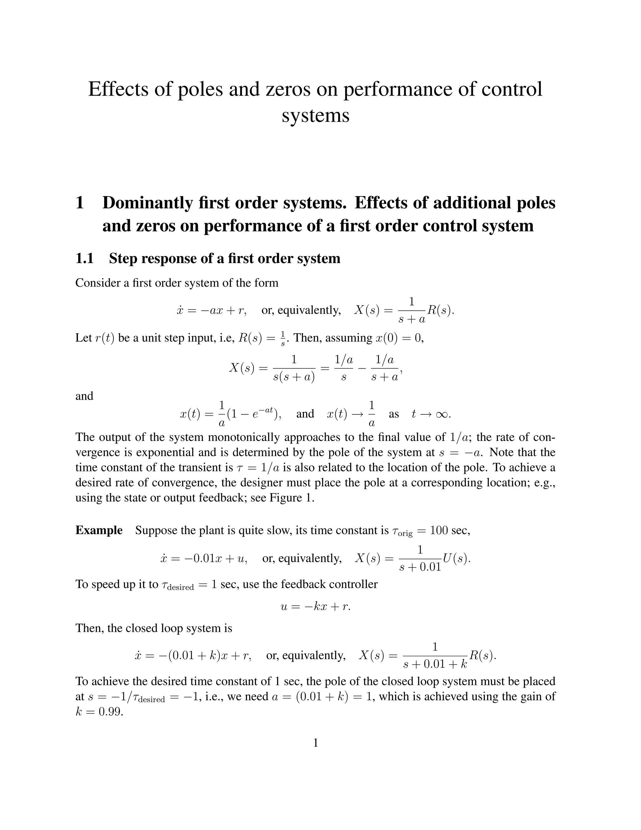 Effects of poles and zeros affect control system | PDF