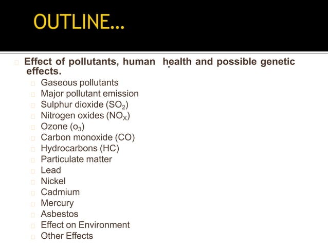 Effects of pollutants on human health | PPT