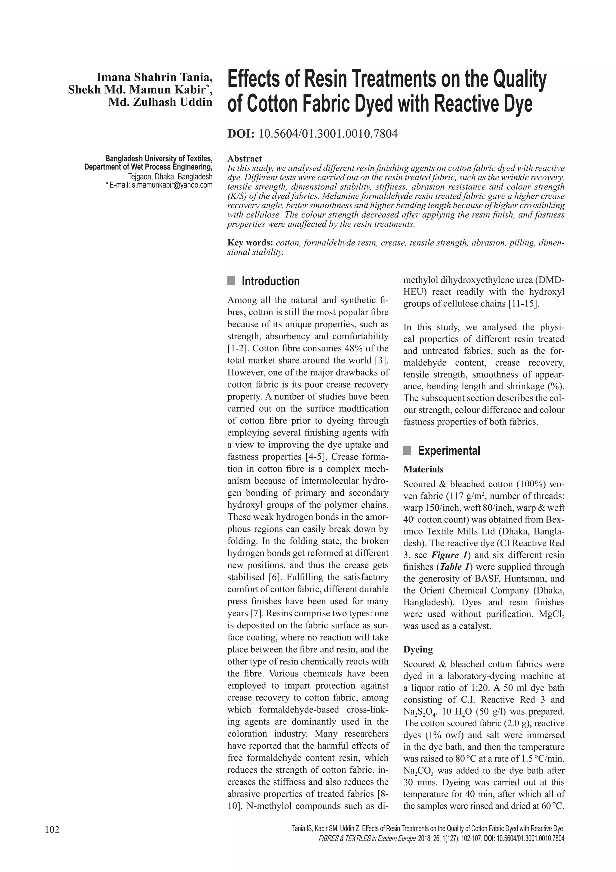 Effects of resin treatments on the quality | PDF