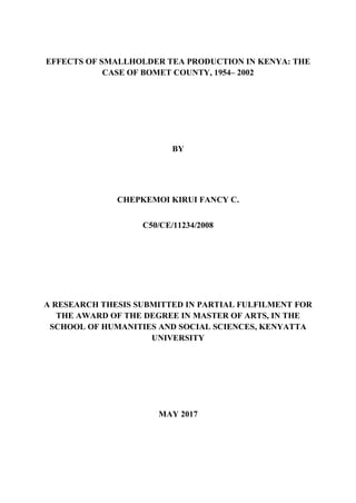 Effects of smallholder tea farming in bomet county | PDF