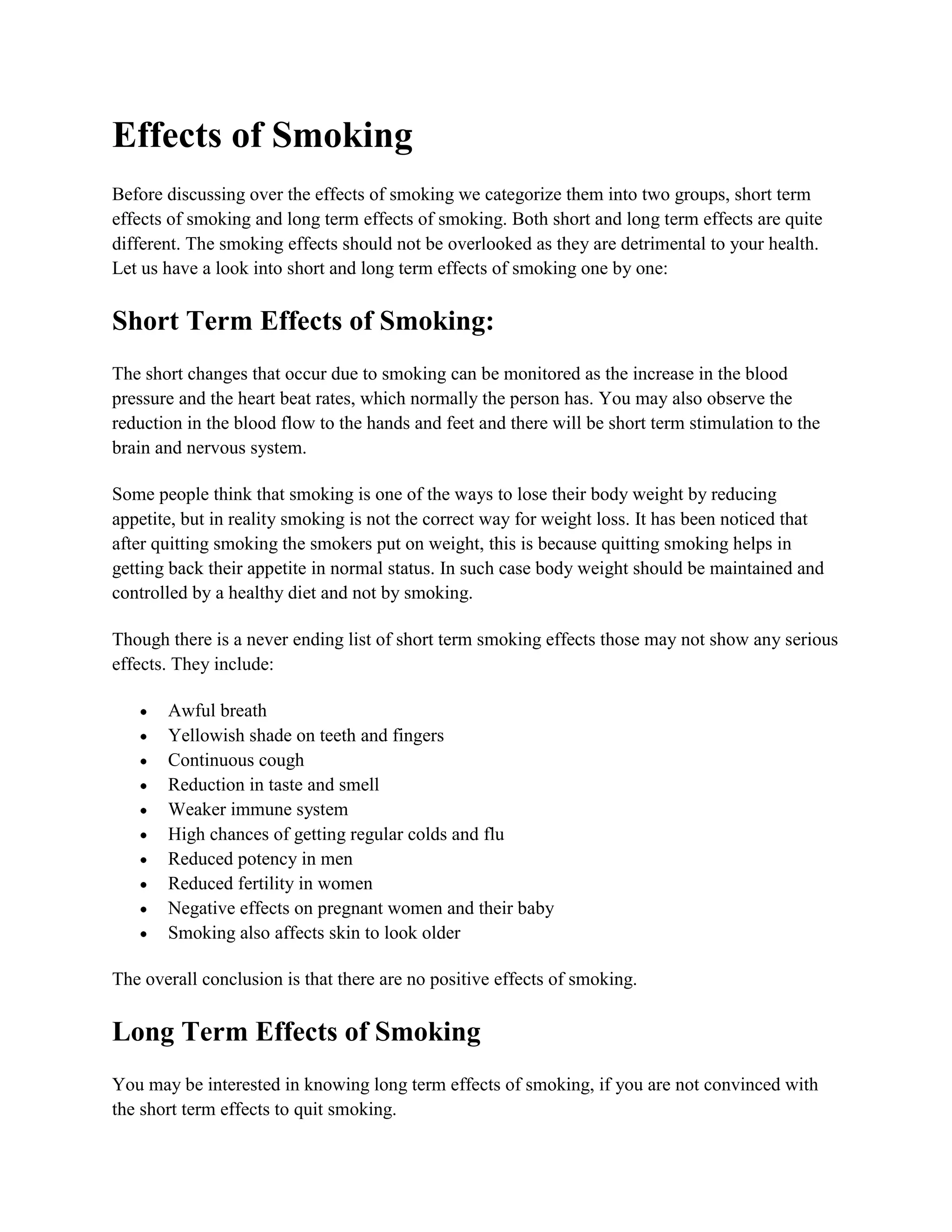 Effects of smoking | DOCX