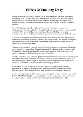 Effects Of Smoking Essay.pdf | Smoking Cessation | Wellness