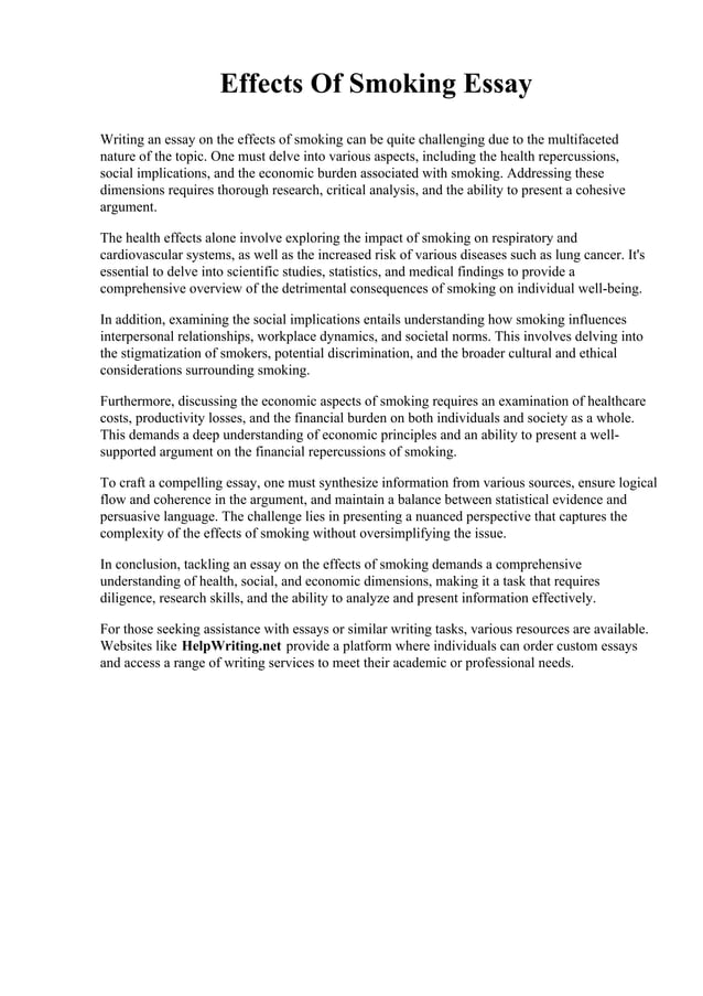 Effects Of Smoking Essay.pdf | Smoking Cessation | Wellness