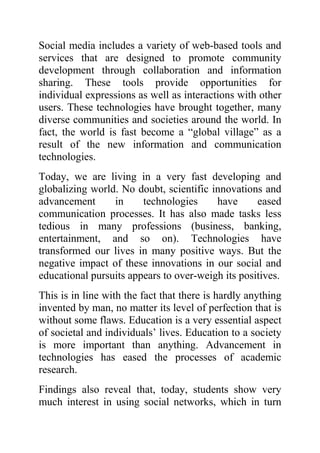 Effects of Social Media on Reading Habits | PDF