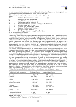 Effects of soil erosion on technical efficiency of cassava farmers in enugu state, nigeria | PDF ...