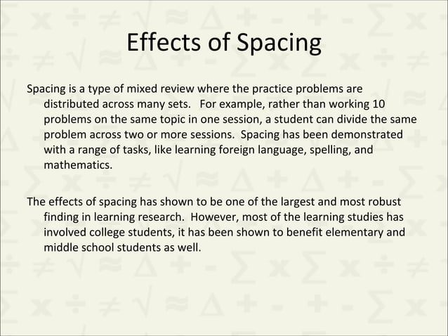 Effects Of Spacing And Mixing Practice Problems | PPT
