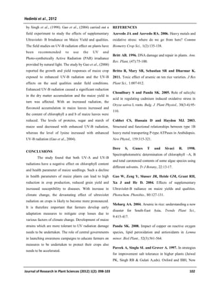 Effects of stimulated Ultraviolet Radiation on the growth of Maize ...