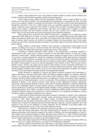 Effects of student teacher ratio on academic achievement of selected ...