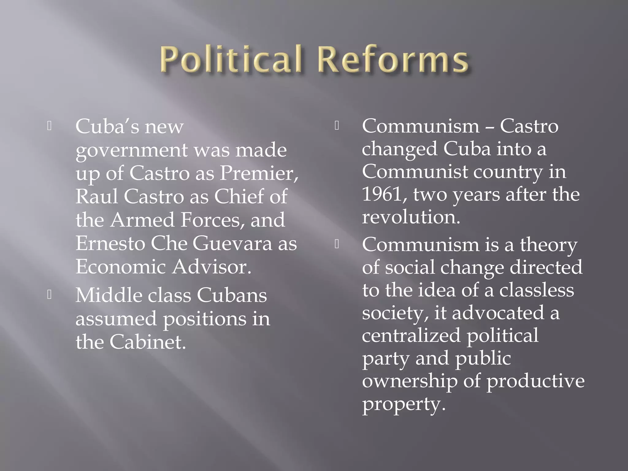 Effects of the Cuban Revolution | PPT