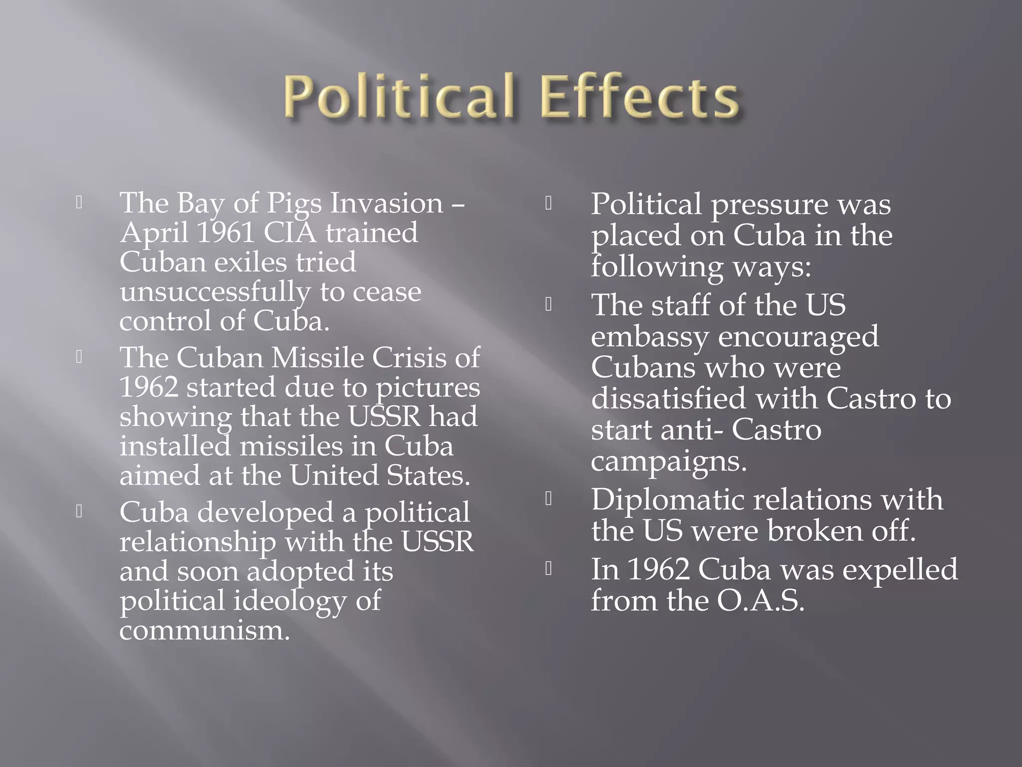 Effects of the Cuban Revolution | PPT