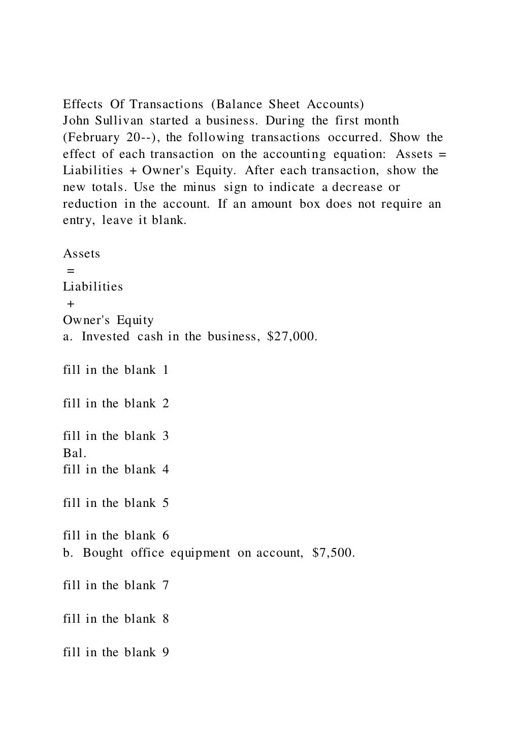 Effects Of Transactions (Balance Sheet Accounts)John Sullivan st | PDF