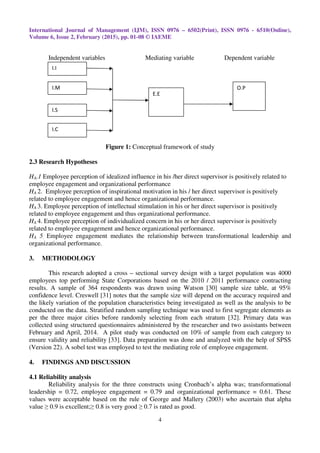 Effects of transformational leadership on employee engagement the ...
