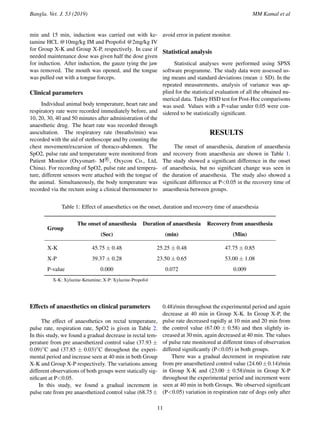 Effects of two anaesthetic combinations (xylazine ketamine and xylazine ...