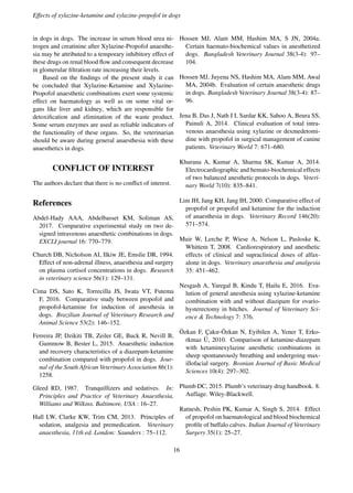 Effects of two anaesthetic combinations (xylazine ketamine and xylazine ...