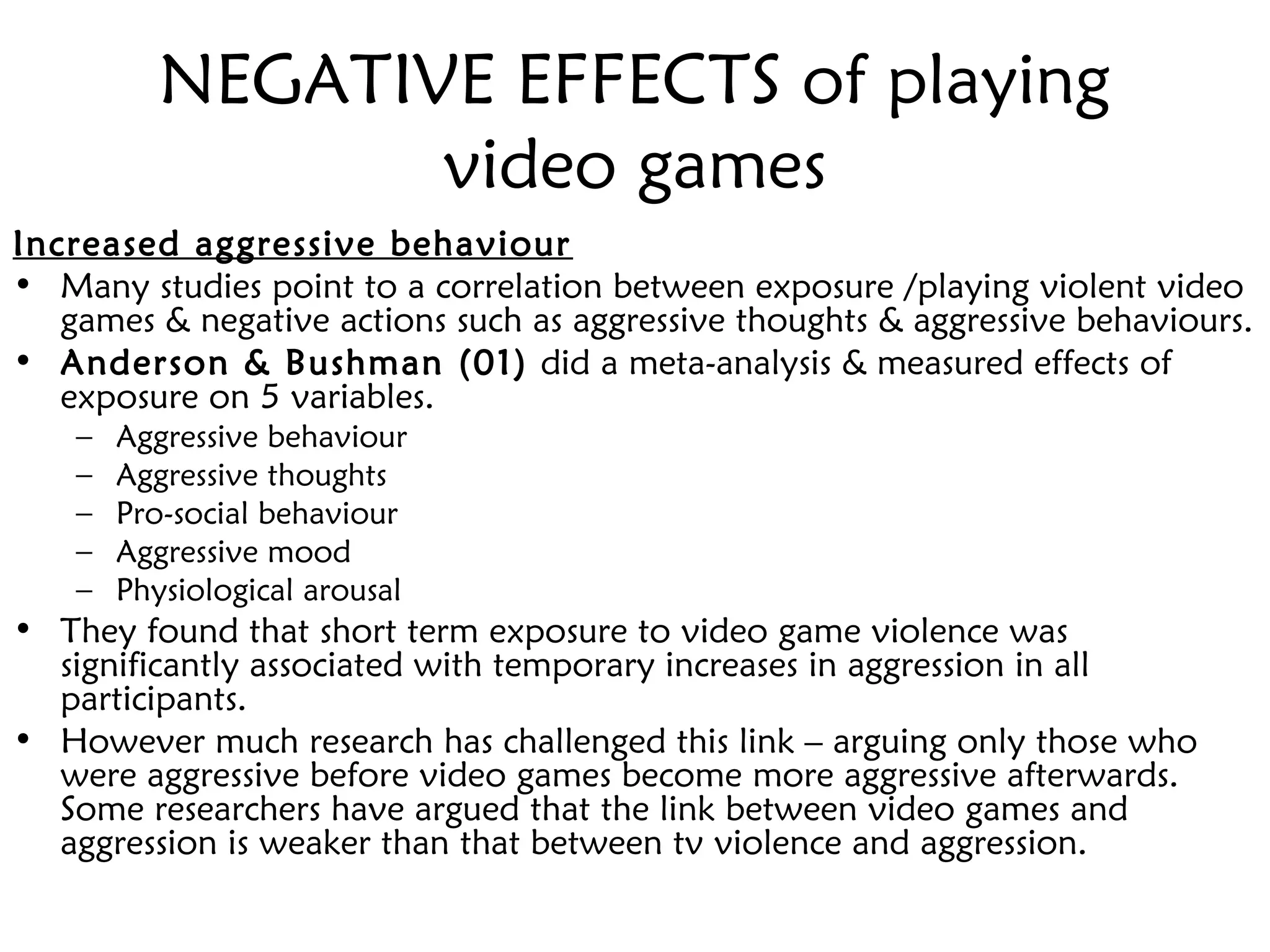 A2 Media Effects of video games and computers | PPT