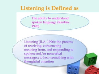 Effecttive listening a crucial skill in english language | PPTX