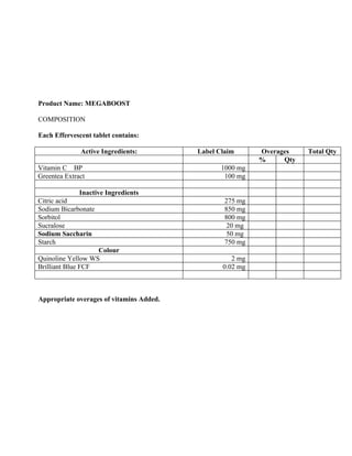 Effervescent Tablet List | DOC