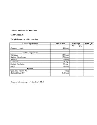 Effervescent Tablet List | DOC
