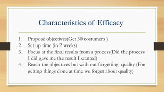 Efficacy And Efficiency with examples and activities for students to ...