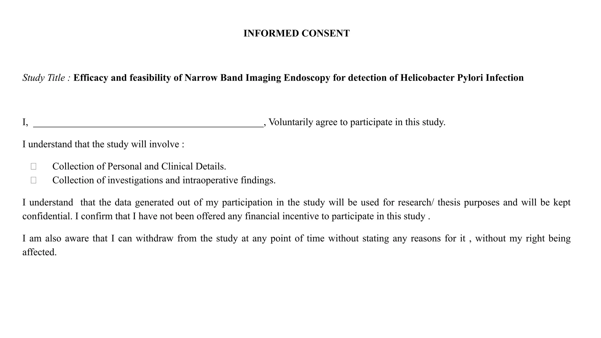 “Efficacy and feasibility of Narrow Band Imaging Endoscopy for ...