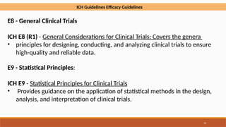 ICH efficacy guidelines for regulating a | PPTX