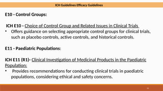 ICH efficacy guidelines for regulating a | PPTX