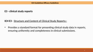 ICH efficacy guidelines for regulating a | PPTX