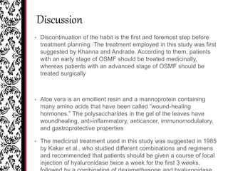 Efficacy of aloe vera gel as an adjuvant treatment of oral | PPTX
