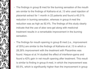 Efficacy of aloe vera gel as an adjuvant treatment of oral | PPTX