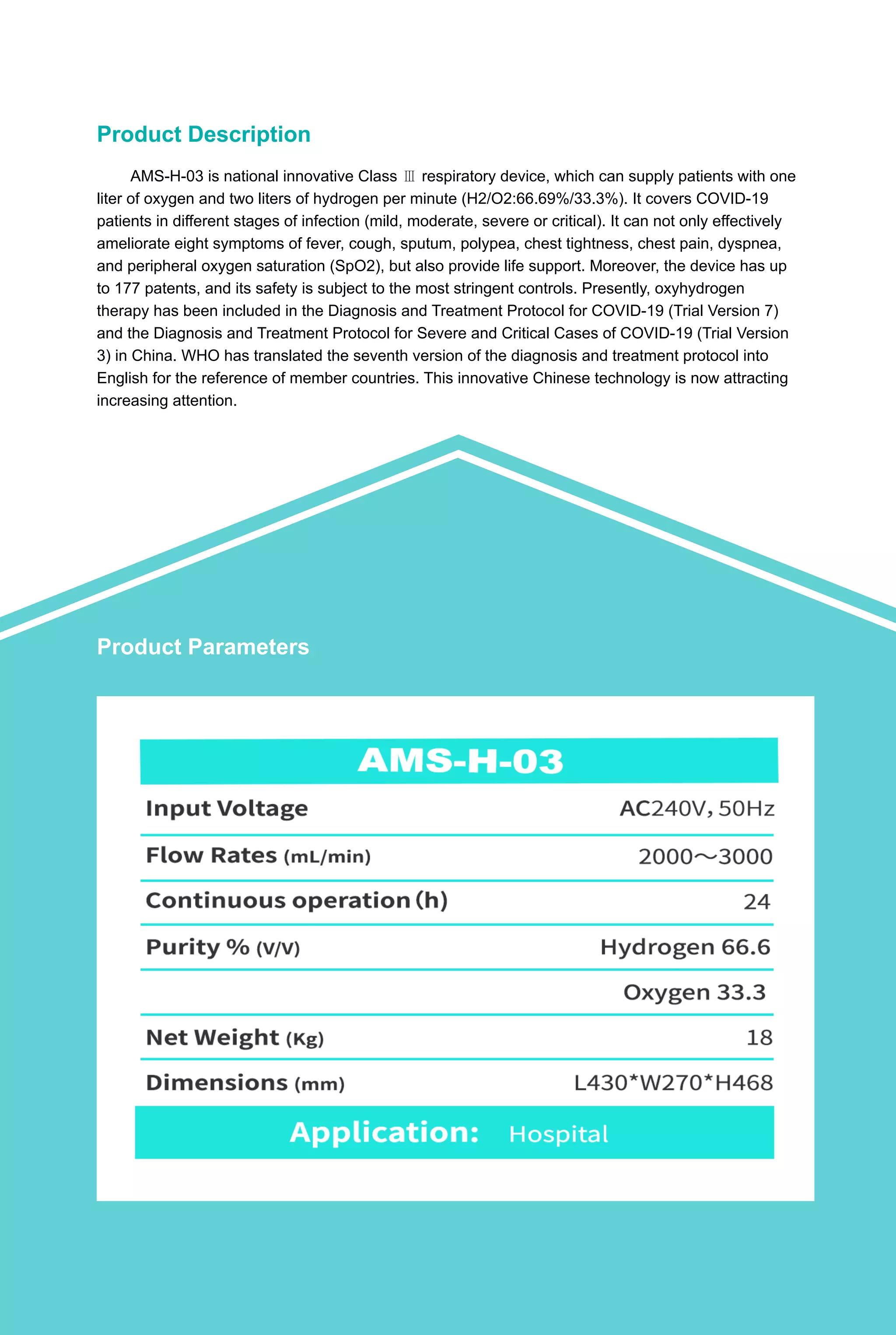 Hydrogen Oxygen Ventilator AMS-H-03 | Asclepius Meditec | PDF