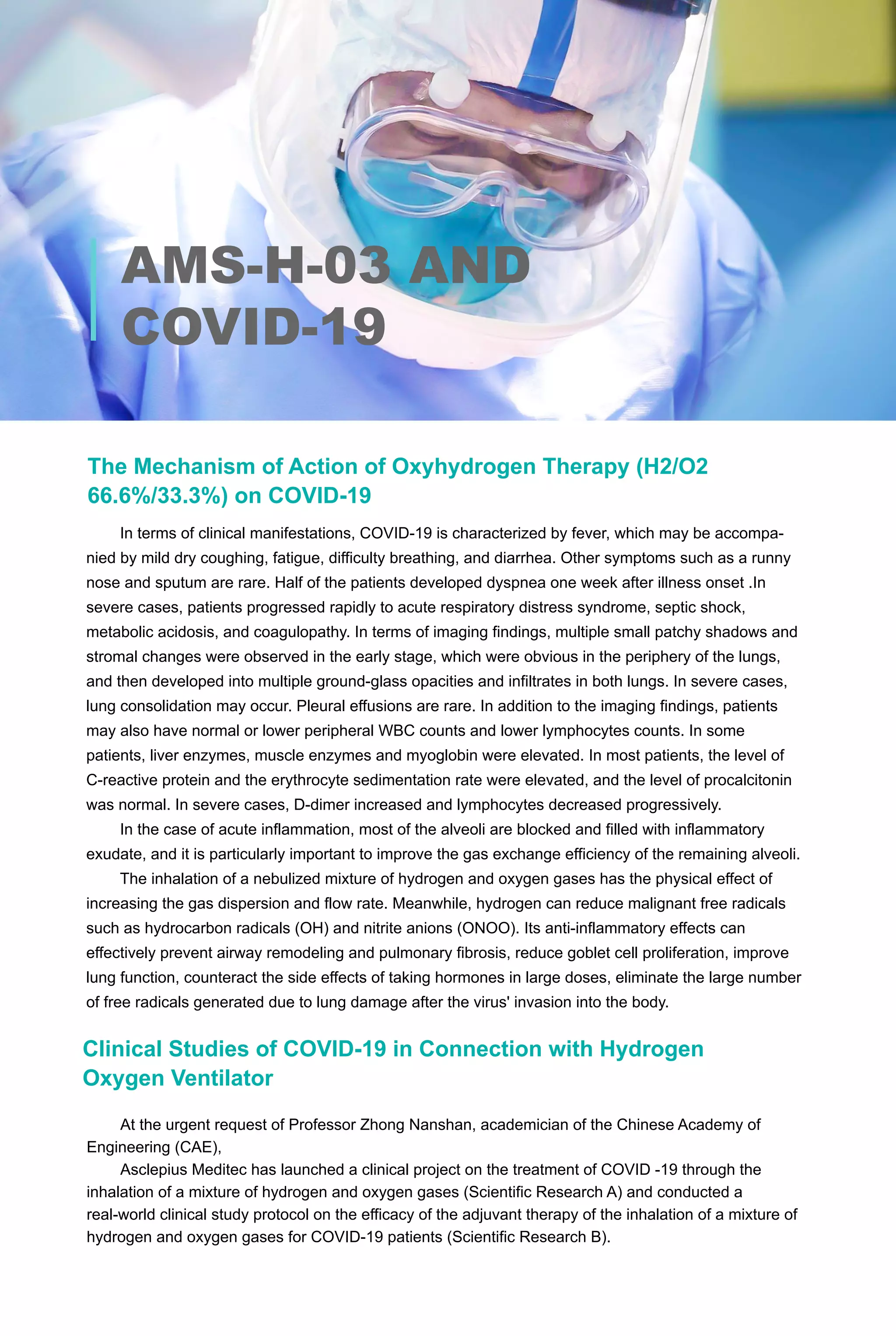 Hydrogen Oxygen Ventilator AMS-H-03 | Asclepius Meditec | PDF