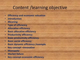 Efficiency and economic valuation ppt | PPTX