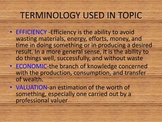 Efficiency and economic valuation ppt | PPTX