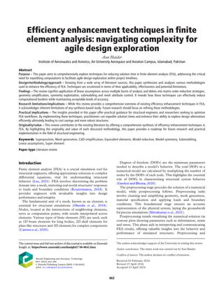 Efficiency enhancement techniques in finite element analysis navigating complexity for agile ...