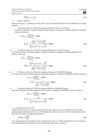 Efficiency of ratio and regression estimators using double sampling | PDF