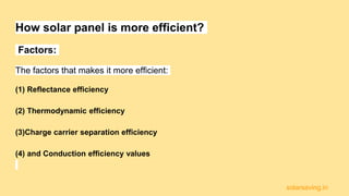 Efficiency of solar panel | PPTX