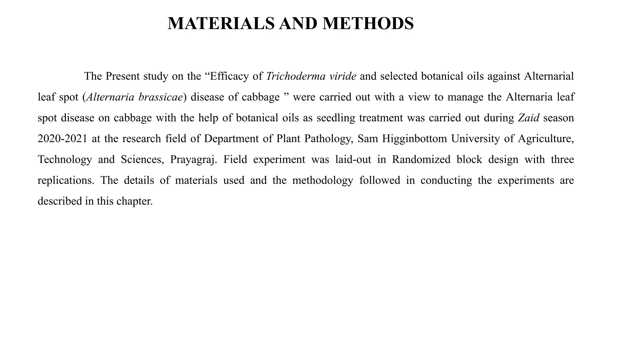 Efficiency Of Trichoderma Viride Against Leaf Spot Of Cabbage Pptx