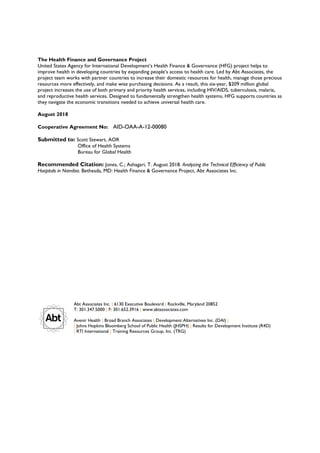 Analyzing the Technical Efficiency of Public Hospitals in Namibia | PDF