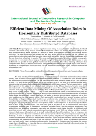 Efficient Data Mining Of Association Rules in Horizontally Distributed Databases | PDF