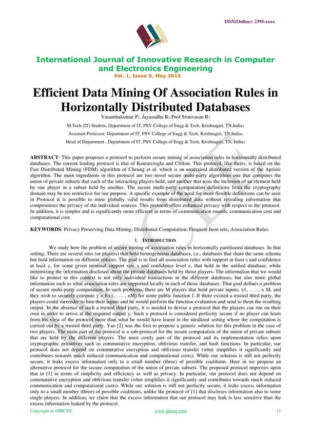 Efficient Data Mining Of Association Rules in Horizontally Distributed Databases | PDF