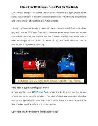 Efficient 12V DC Hydraulic Power Pack for Your Needs | PDF