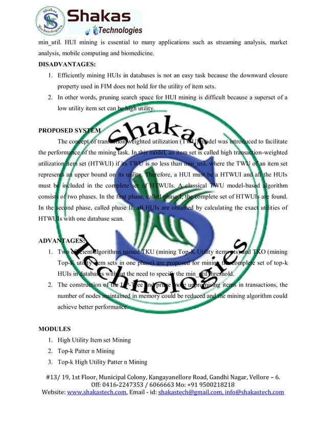 Efficient algorithms for mining top k high utility item sets | PDF