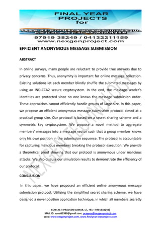 EFFICIENT ANONYMOUS MESSAGE SUBMISSION | PDF