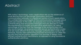 Efficient authentication for mobile and pervasive computing | PPT