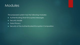 Efficient authentication for mobile and pervasive computing | PPT