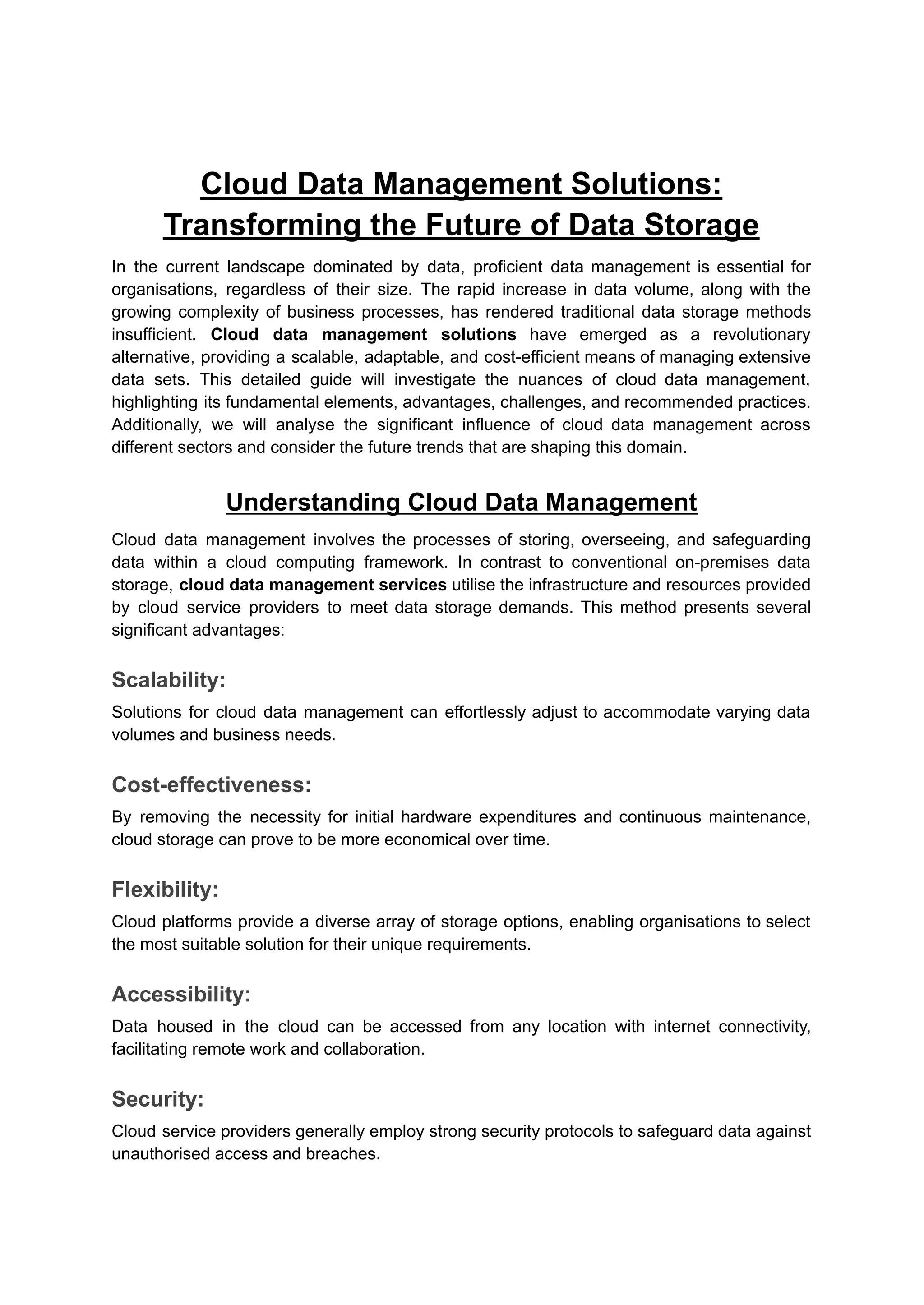 Efficient Cloud Storage & Data Management Solutions | PDF