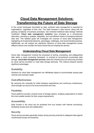 Efficient Cloud Storage & Data Management Solutions | PDF