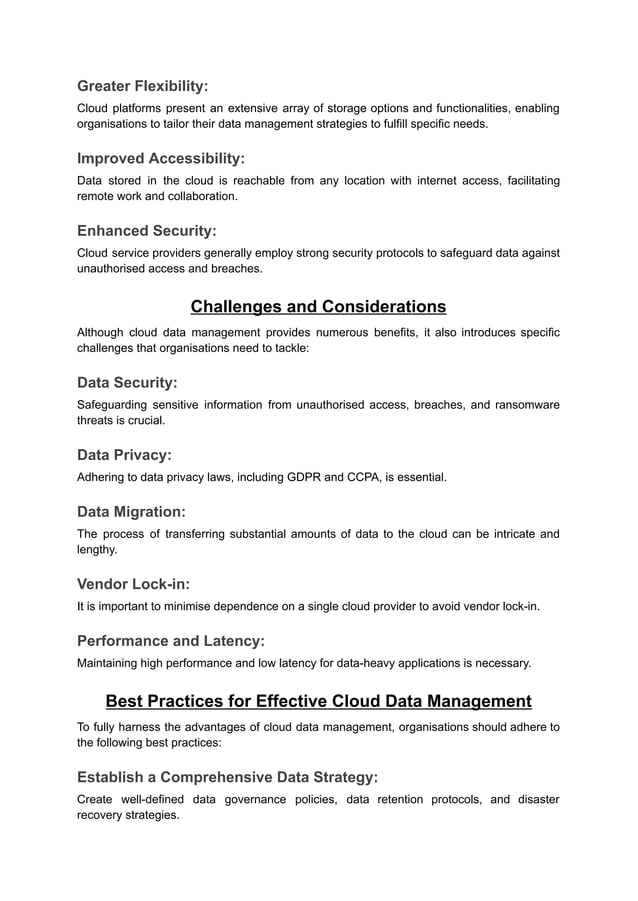 Efficient Cloud Storage & Data Management Solutions | PDF