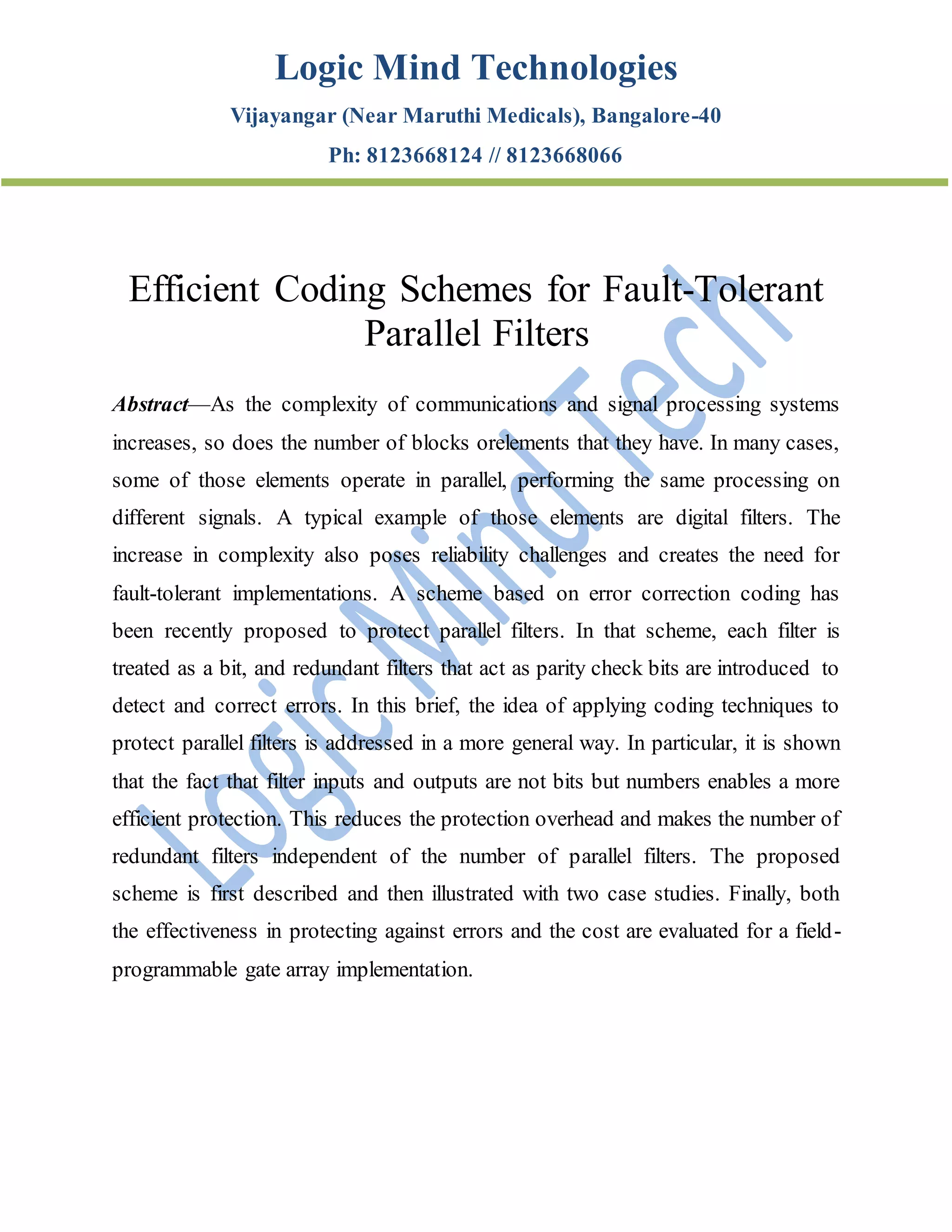 Efficient coding schemes for fault tolerant | PDF