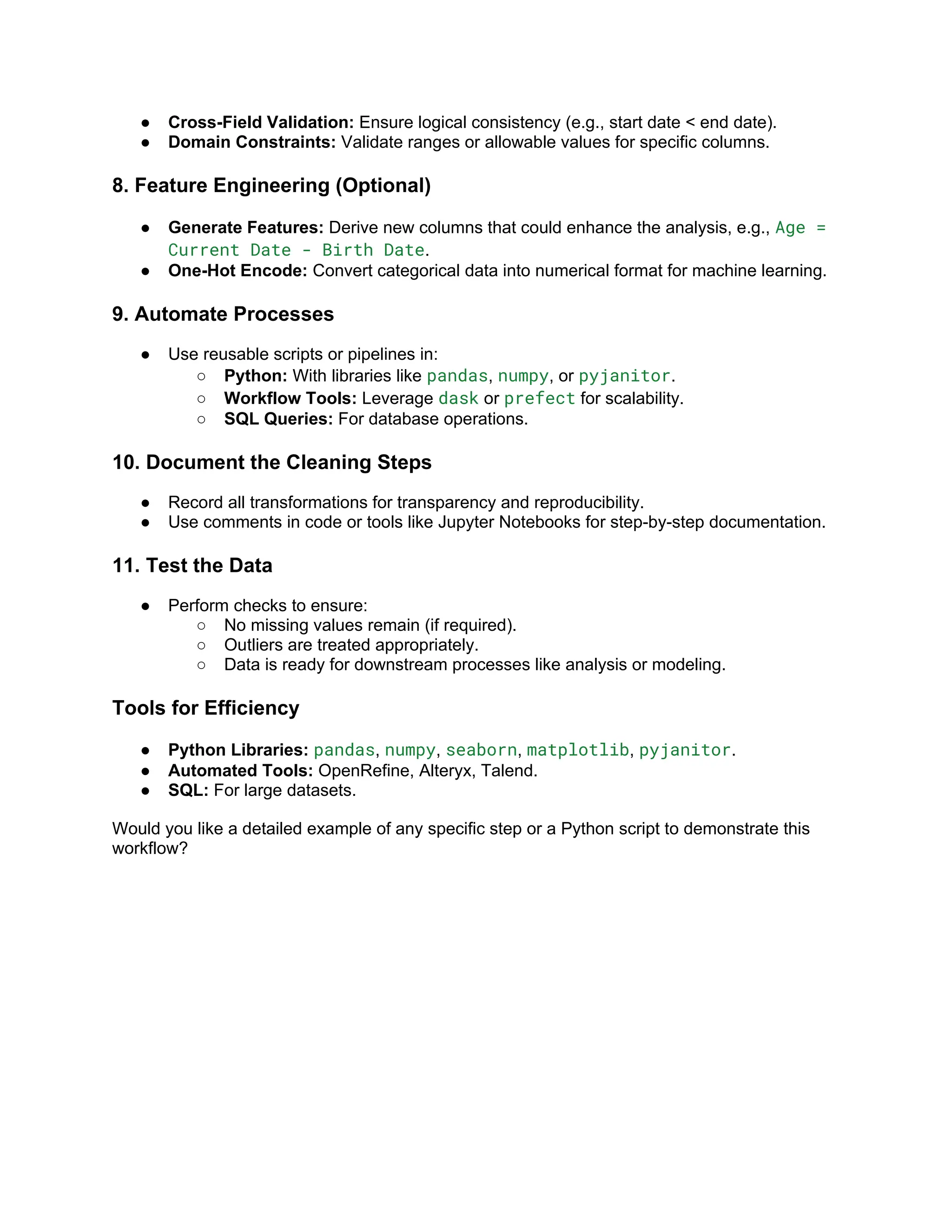 Efficient Data Cleaning Workflows: Explained | PDF